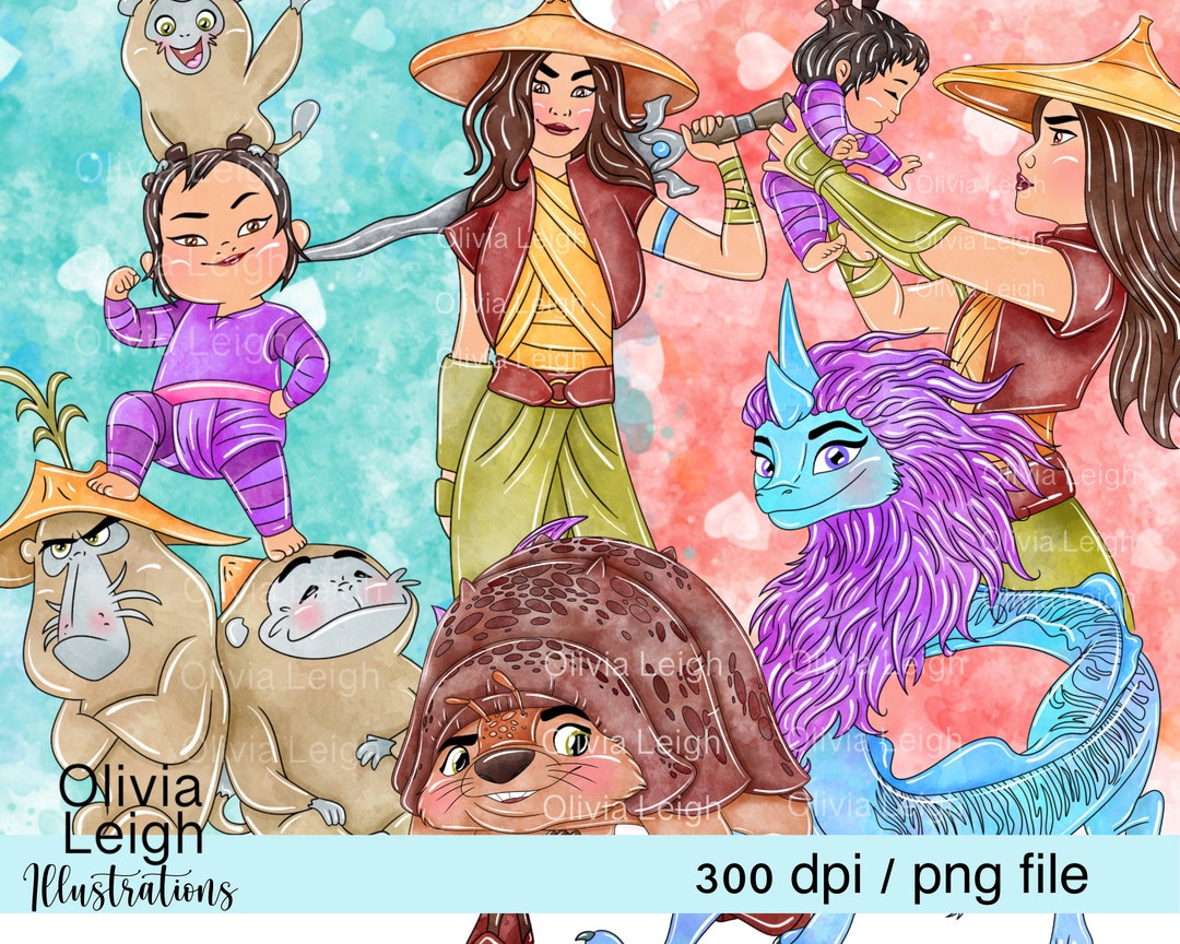 Princess Raya Cute Clipart Set PNG Files DIGITAL DOWNLOAD Printable - Etsy