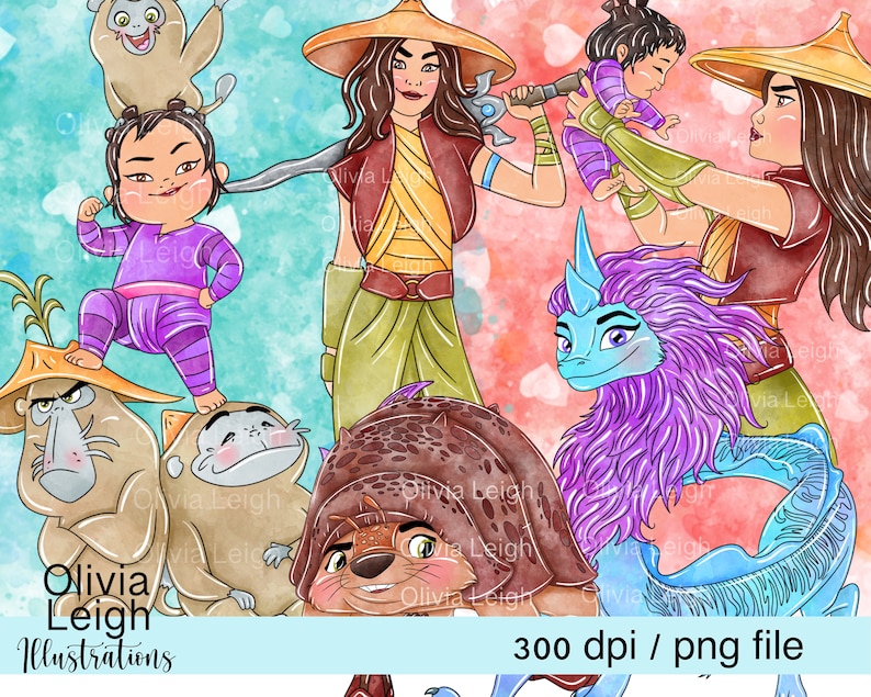 Princess Raya Cute Clipart Set PNG Files DIGITAL DOWNLOAD - Etsy