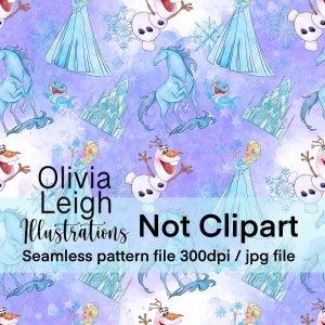 Cute Frozen Princess Elsa and Anna Repeat Seamless Pattern. Digital ...