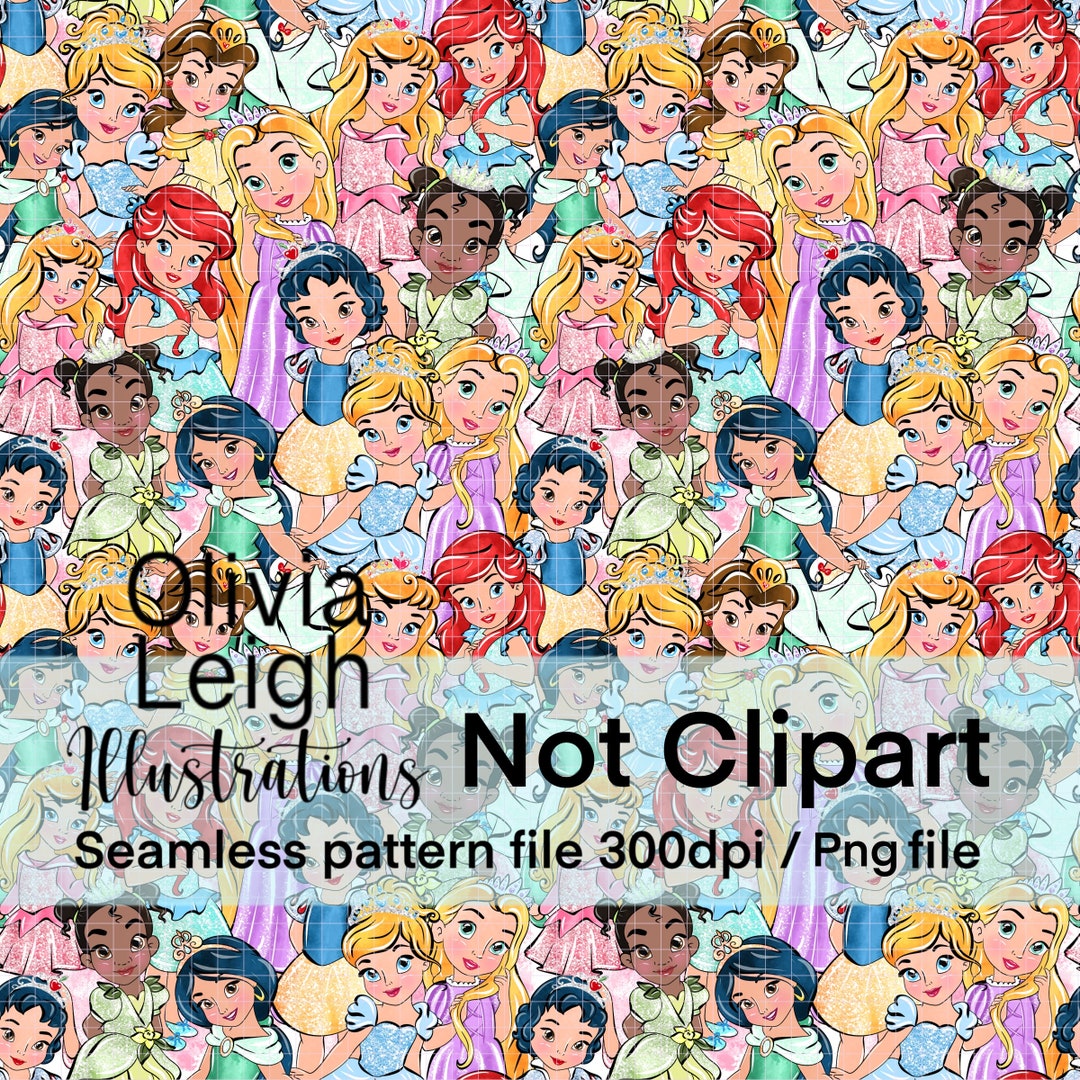 Cute Toddler Princess Repeat Seamless Pattern. Digital Paper. Png ...