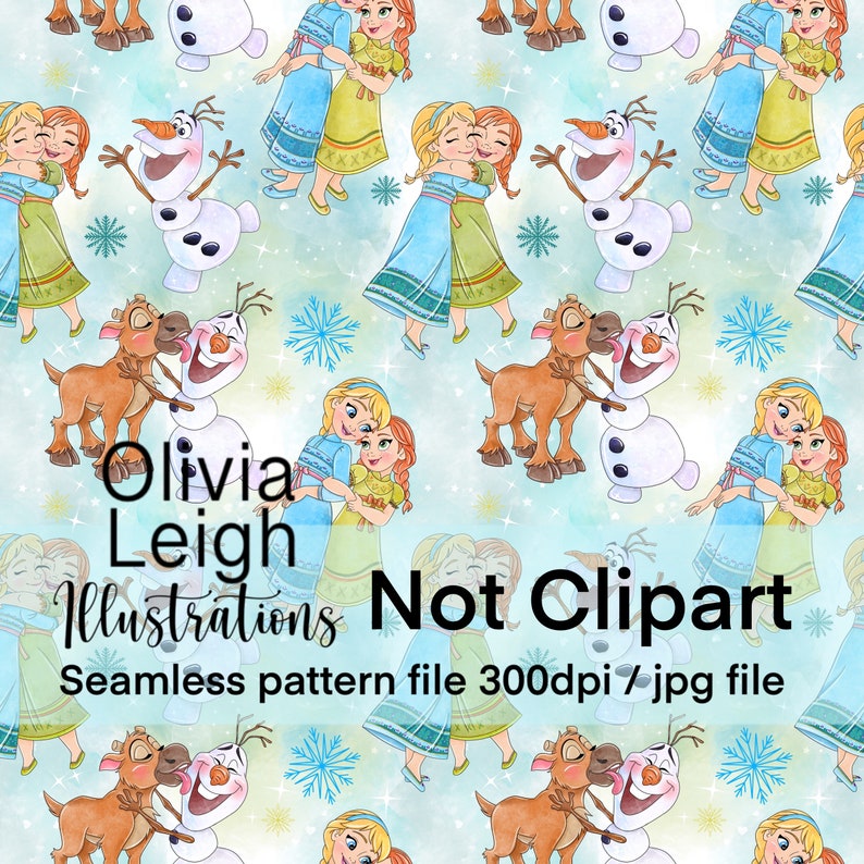 Princess Elsa and Anna Frozen Olaf Cute Seamless Pattern. - Etsy