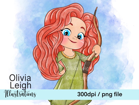 Baby Toddler Princess Merida Brave Cute Clipart PNG Files - Etsy