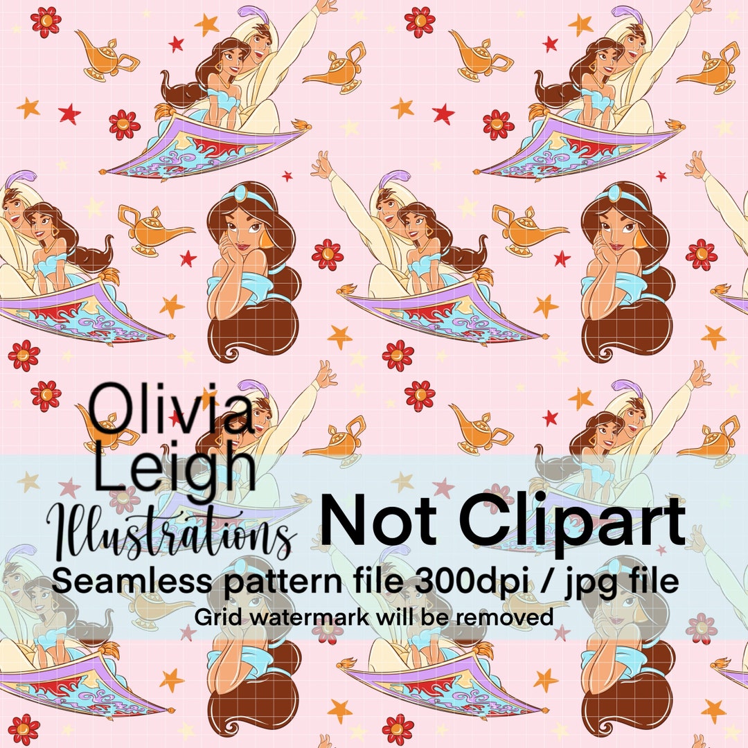 Princess Jasmine and Aladdin Seamless Pattern. Digital Paper. DIGITAL ...