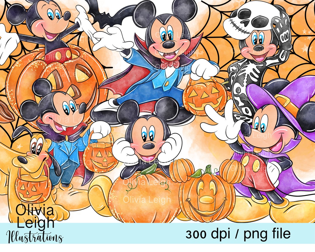 Set of Halloween Mickey Mouse Clipart PNG Files DIGITAL DOWNLOAD ...
