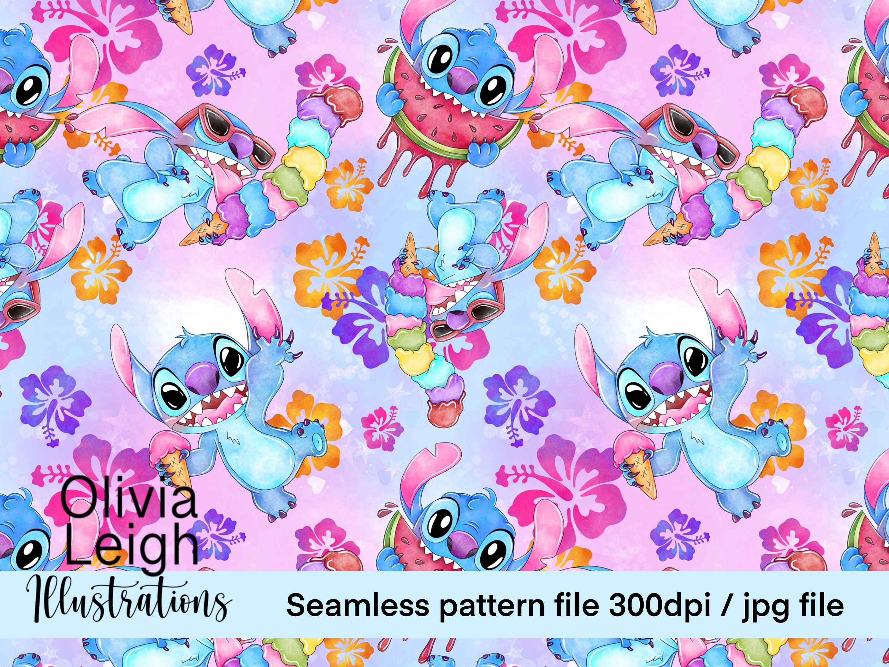 Cute Stitch and Angel Seamless Pattern. Digital Paper. DIGITAL - Etsy UK