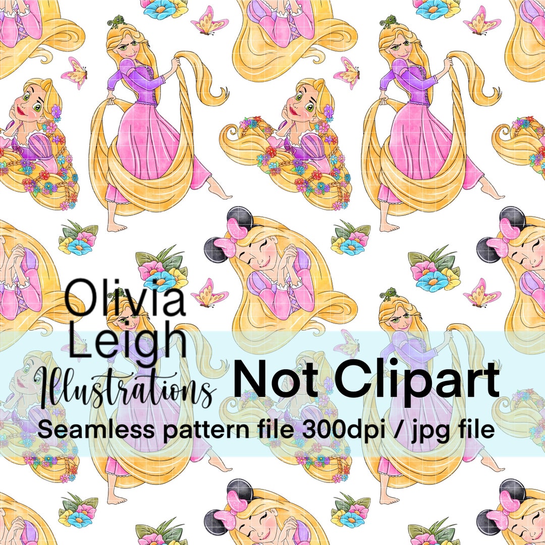 Cute Princess Rapunzel, Seamless Pattern. Digital Paper. DIGITAL ...