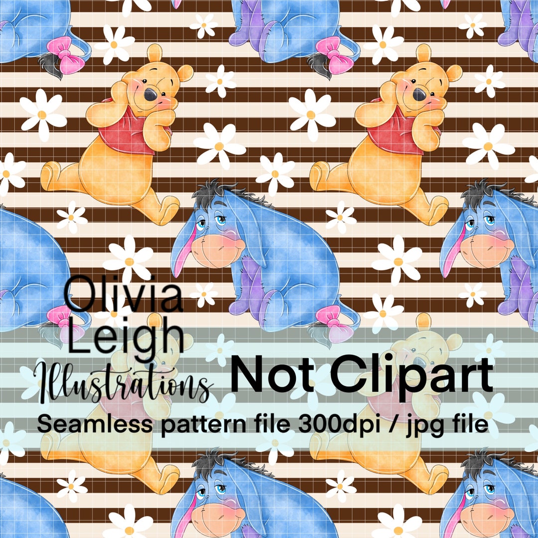 Winnie the Pooh Bear and Eeyore Seamless Repeat Pattern. Digital Paper ...