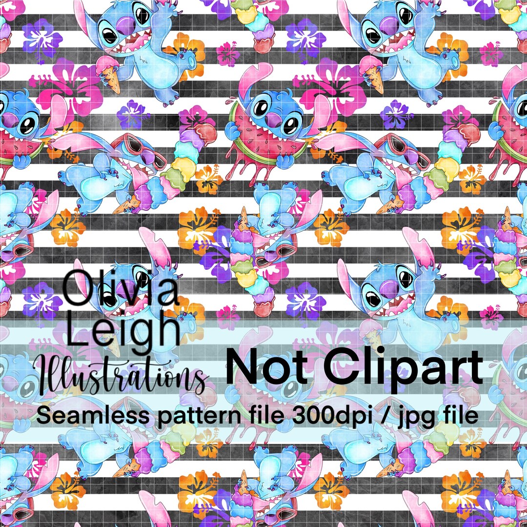 Cute Stitch and Angel Seamless Pattern. Digital Paper. DIGITAL DOWNLOAD ...