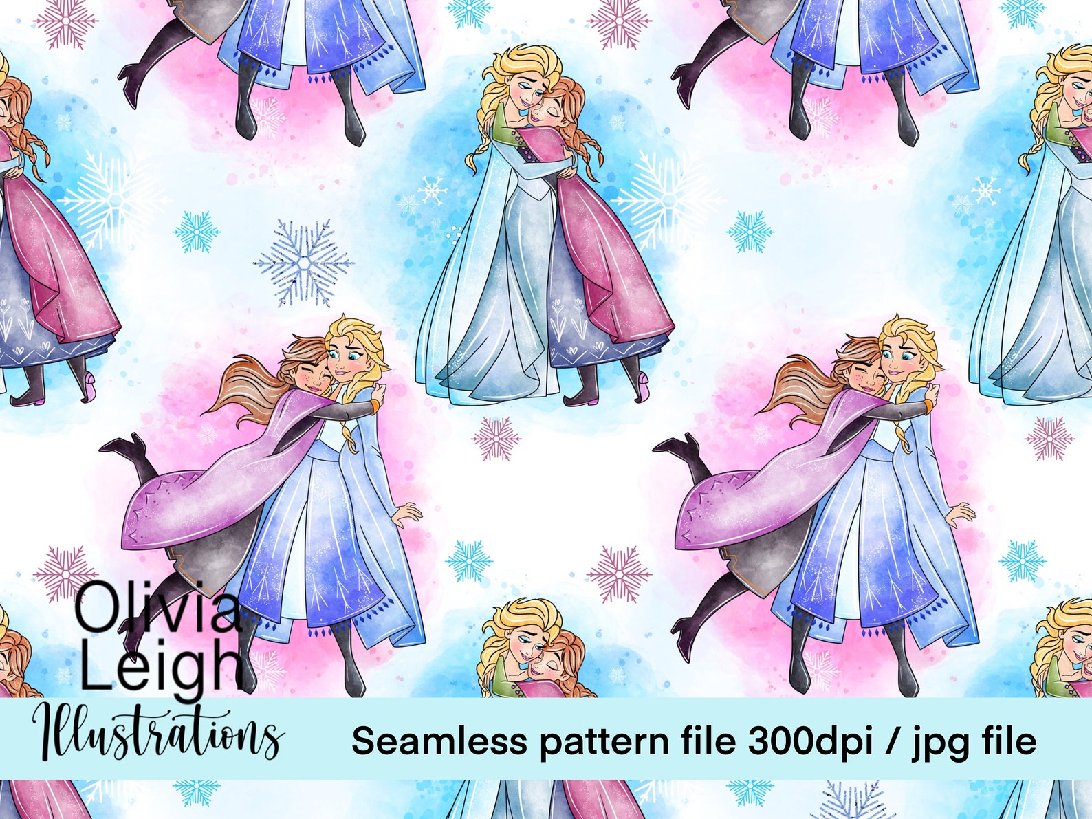 Cute Princess Elsa and Anna Seamless Pattern. Digital Paper. - Etsy