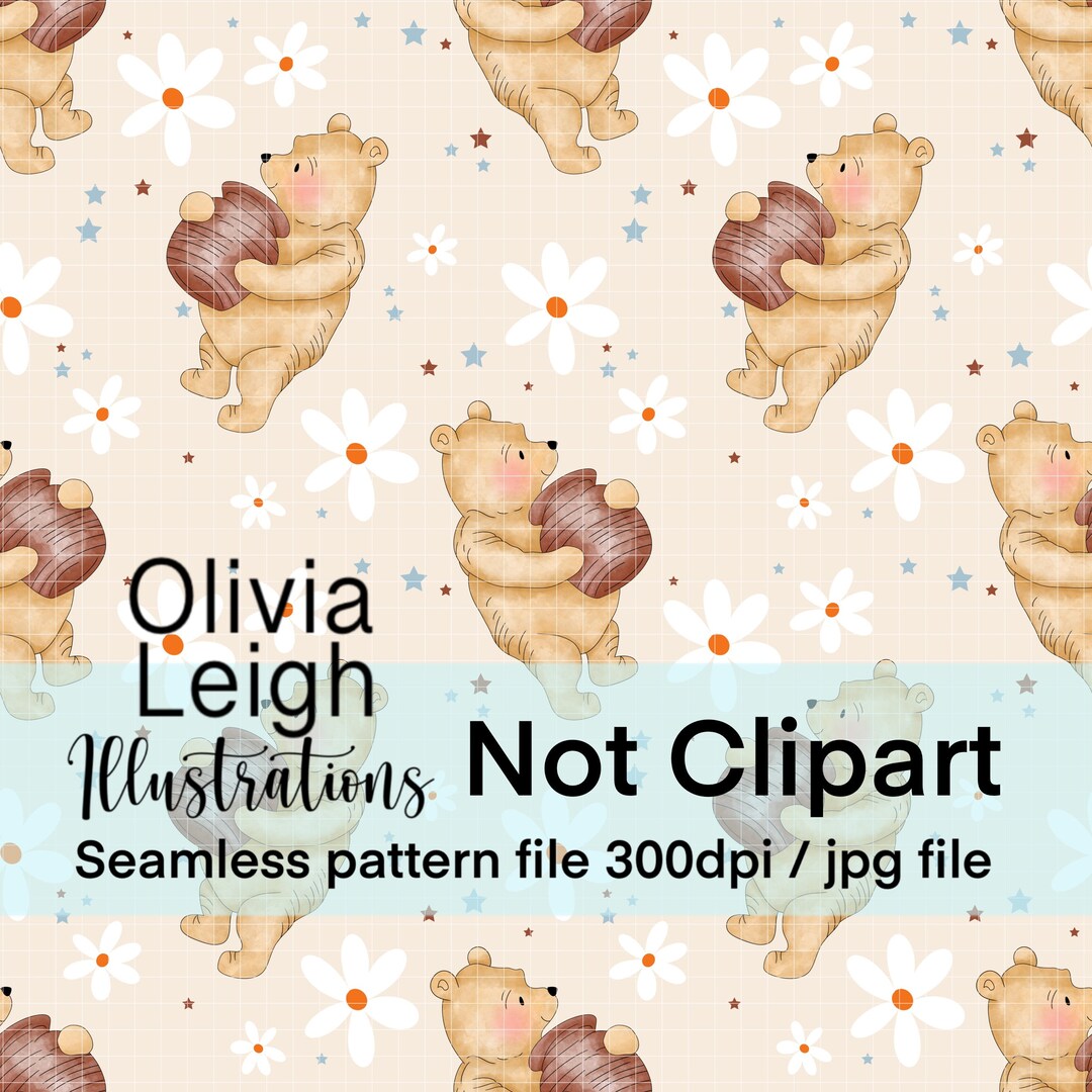 Winnie the Pooh Bear and Eeyore Seamless Repeat Pattern. Digital Paper ...