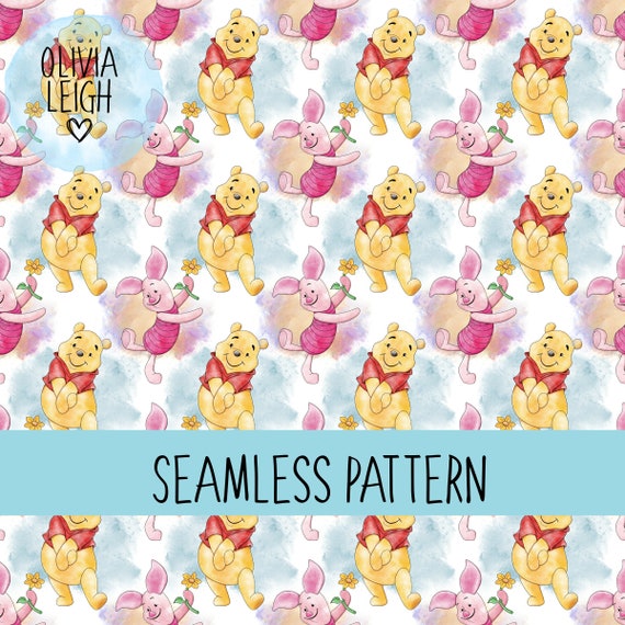 Winnie the Pooh and Piglet Cute Seamless Pattern. Digital - Etsy