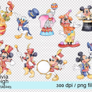 Set of Cute Mickey and Friends Circus Clipart PNG Files DIGITAL ...