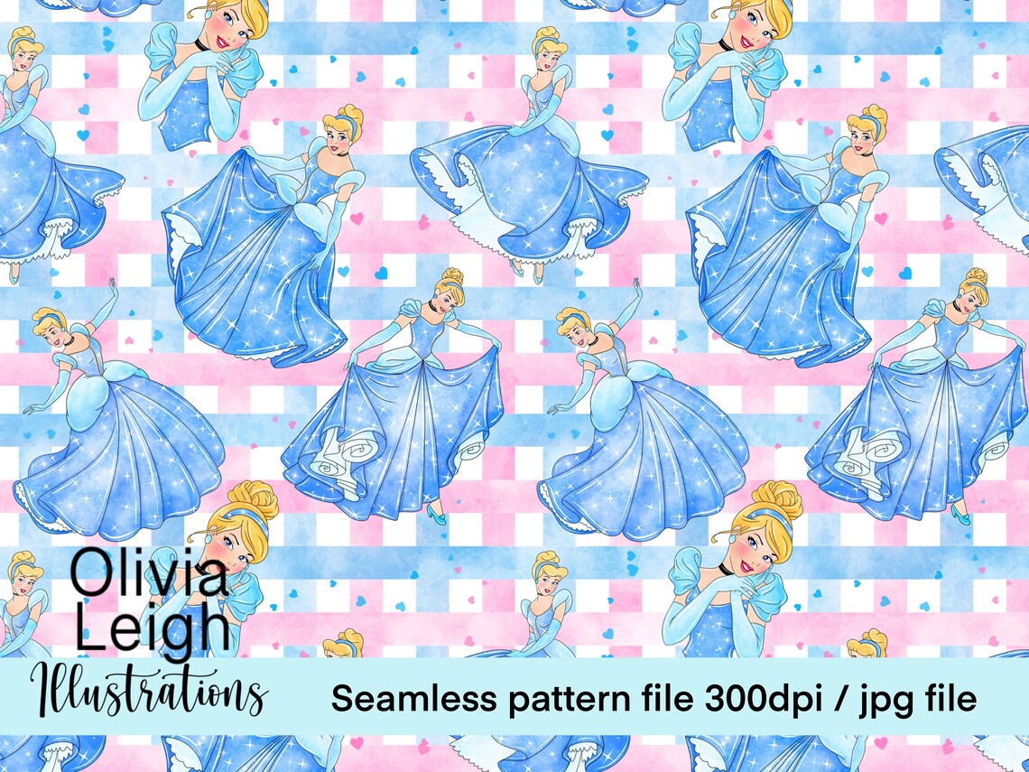 Princess Cinderella Cute Seamless Pattern. Digital Paper. - Etsy