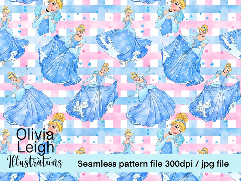 Princess Cinderella Cute Seamless Pattern. Digital Paper. - Etsy