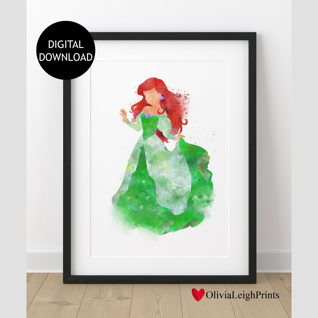 Princess Ariel Watercolour Art Print-wall Art-gift-nursery DIGITAL ...