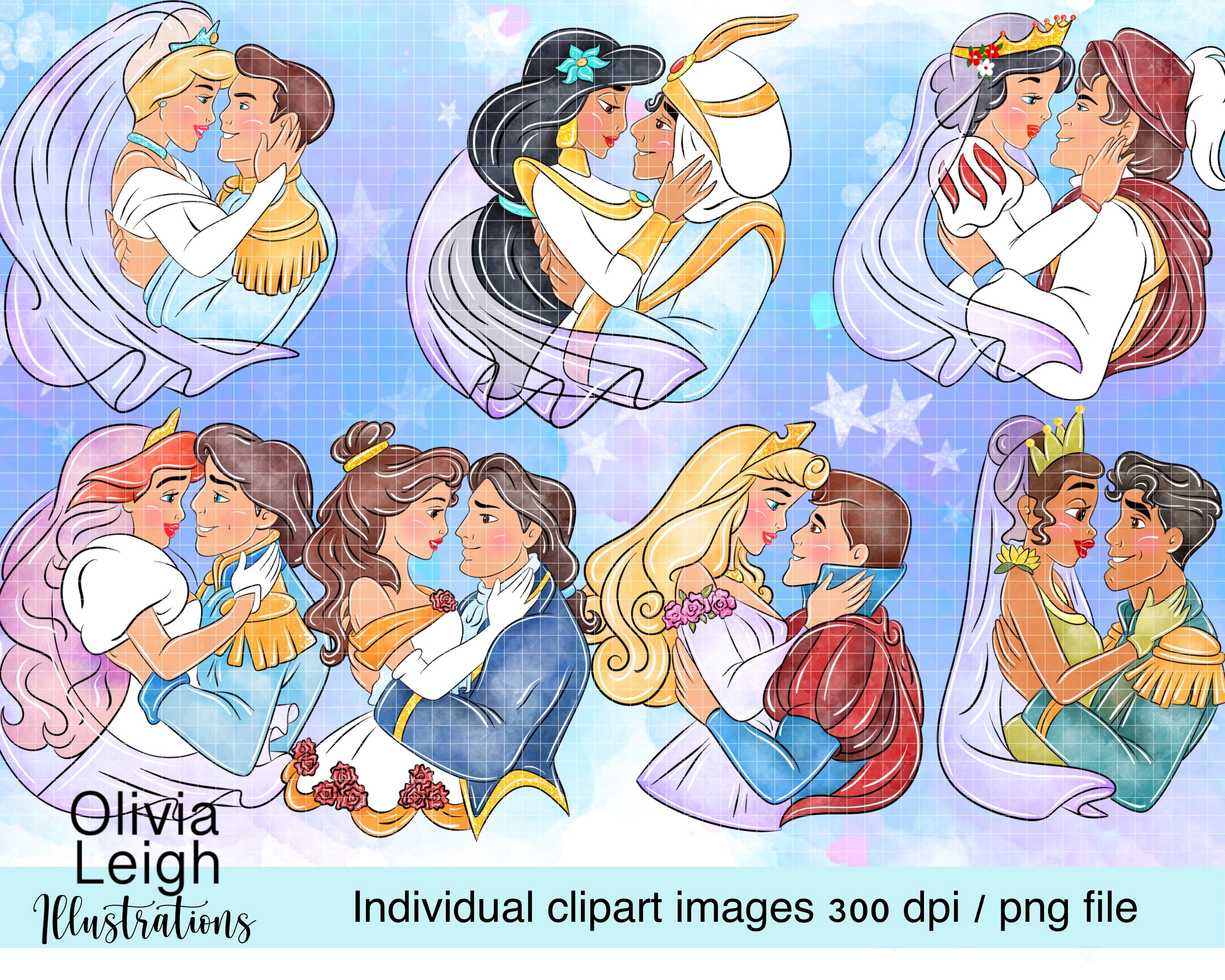 Set of Princess Wedding Day Clipart PNG Files DIGITAL DOWNLOAD ...