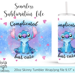 Stitch Sublimation Design Wrap PNG File DIGITAL DOWNLOAD 20oz Skinny ...