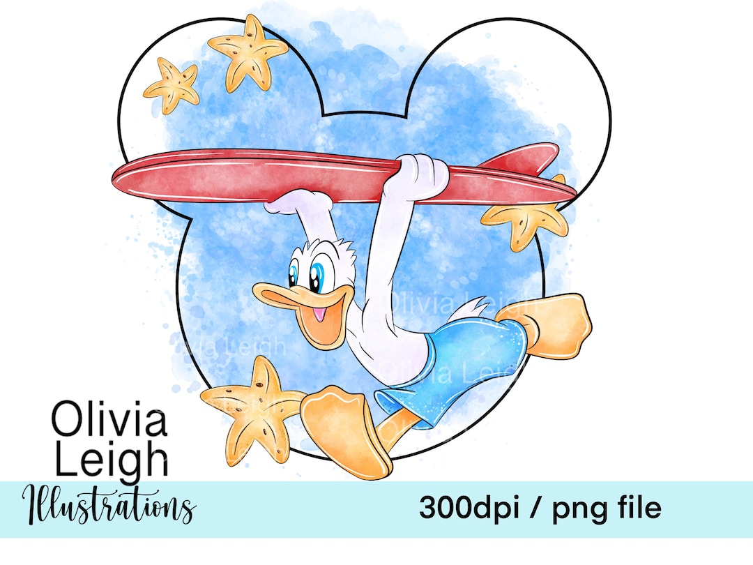 Donald Duck Cute Beach Clipart Sublimation PNG Files DIGITAL DOWNLOAD ...