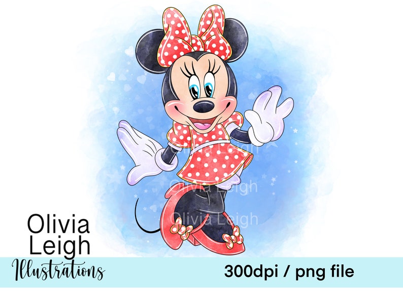 Minnie Mouse Cute Watercolour Clipart PNG Files DIGITAL - Etsy