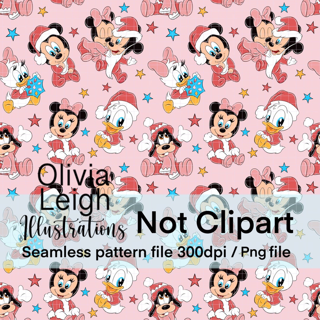 Cute Mickey Mouse and Friends Christmas Seamless Repeat Pattern ...