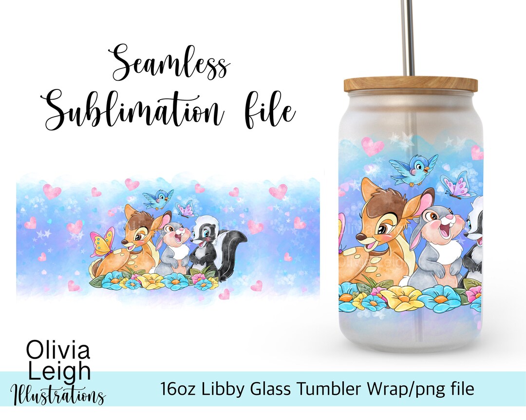 Bambi Sublimation Wrap PNG File DIGITAL DOWNLOAD 16oz Glass Tumbler ...