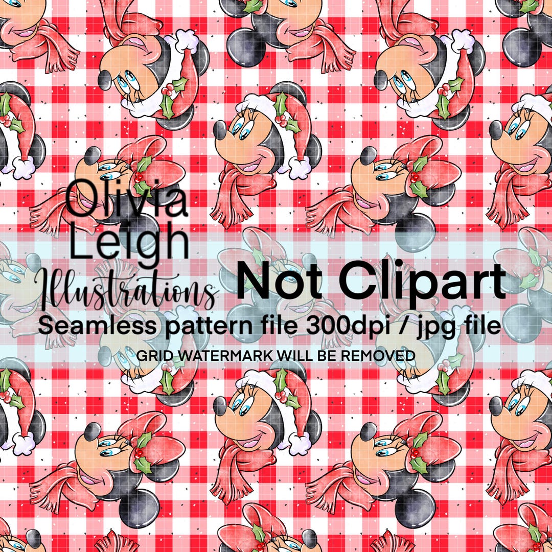Minnie and Mickey Mouse Christmas Seamless Repeat Pattern. Digital ...