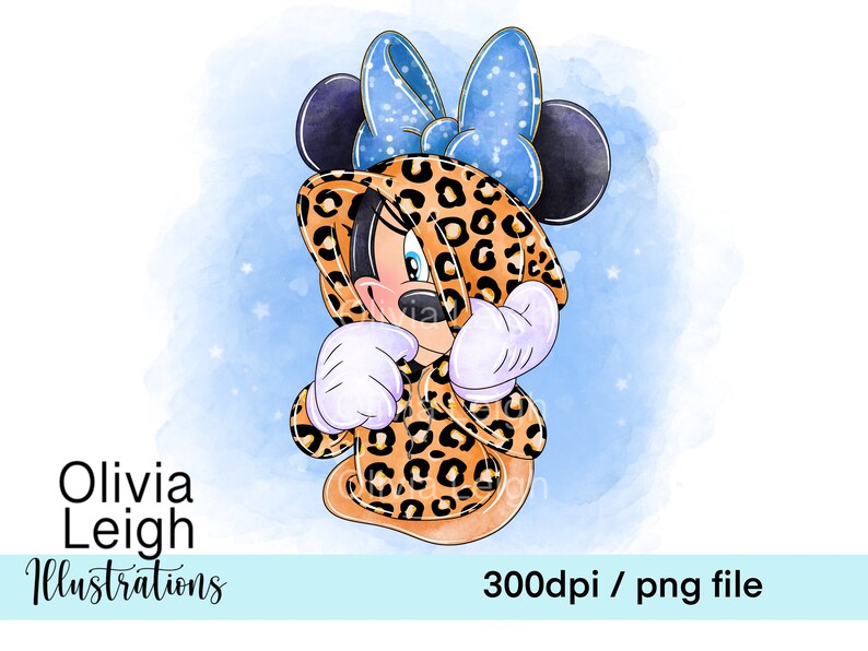 Set of Minnie Mouse Leopard Print Cute Clipart PNG Files - Etsy