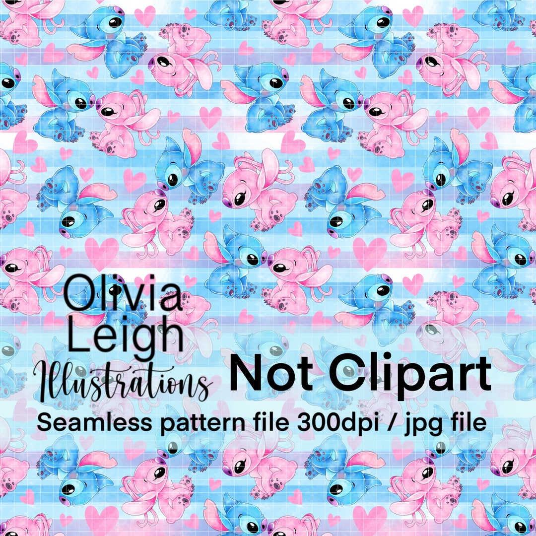 Cute Stitch and Angel Seamless Pattern. Digital Paper. DIGITAL DOWNLOAD ...
