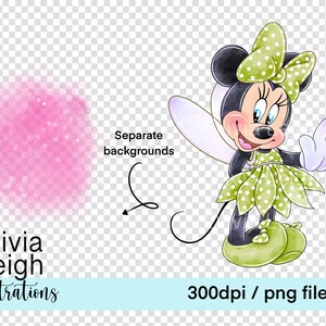 Minnie Mouse Cute Fairies Clipart PNG Files DIGITAL DOWNLOAD Children's ...