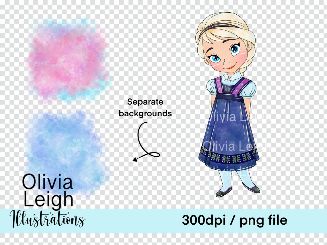 Baby Toddler Princess Elsa Frozen Cute Clipart PNG Files - Etsy