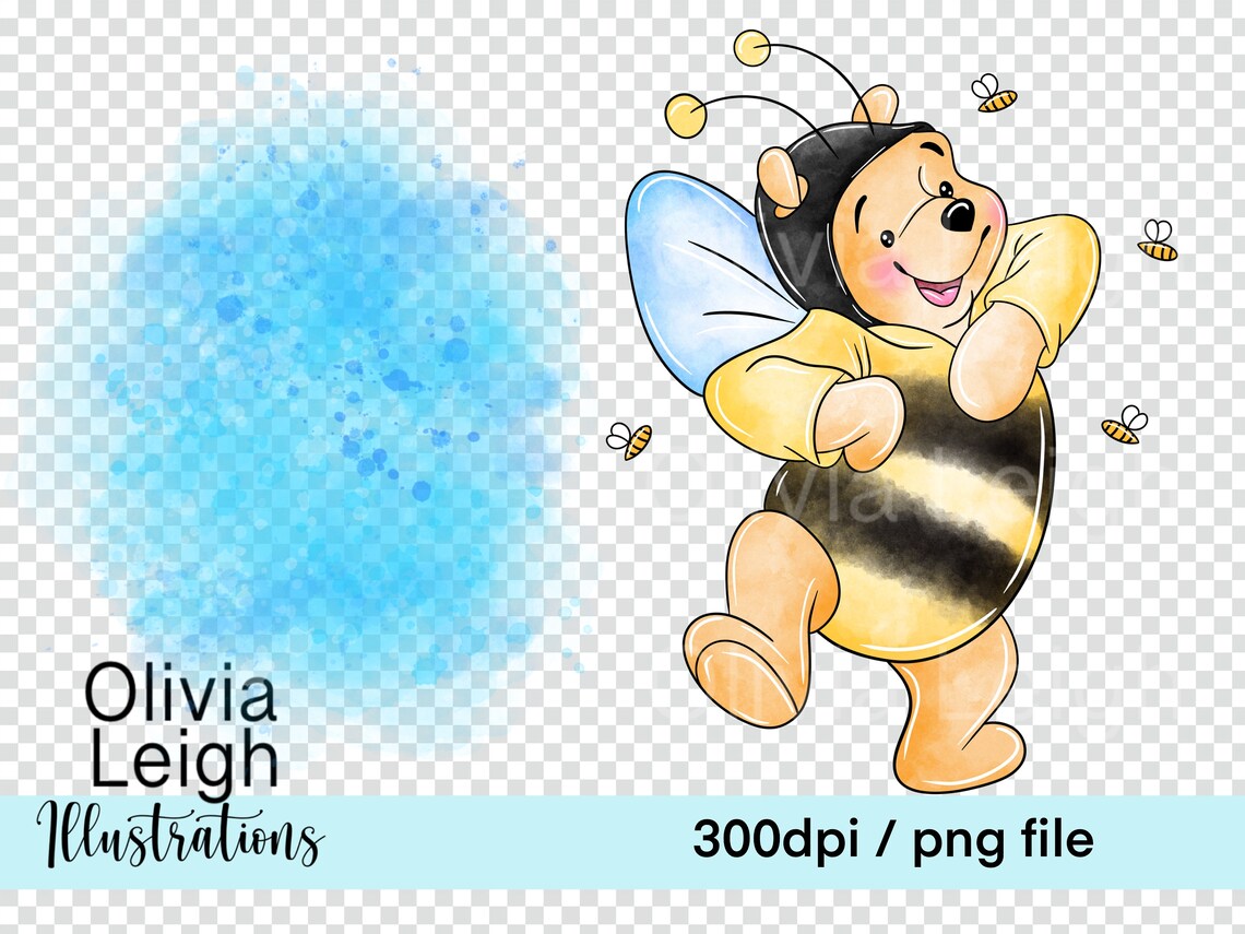 Winnie the Pooh Bee Cute Clipart PNG Files DIGITAL DOWNLOAD Printable ...