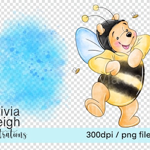 Winnie the Pooh Bee Cute Clipart PNG Files DIGITAL DOWNLOAD Printable ...
