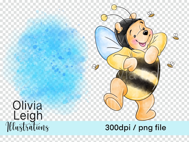 Winnie the Pooh Bee Cute Clipart PNG Files DIGITAL DOWNLOAD - Etsy