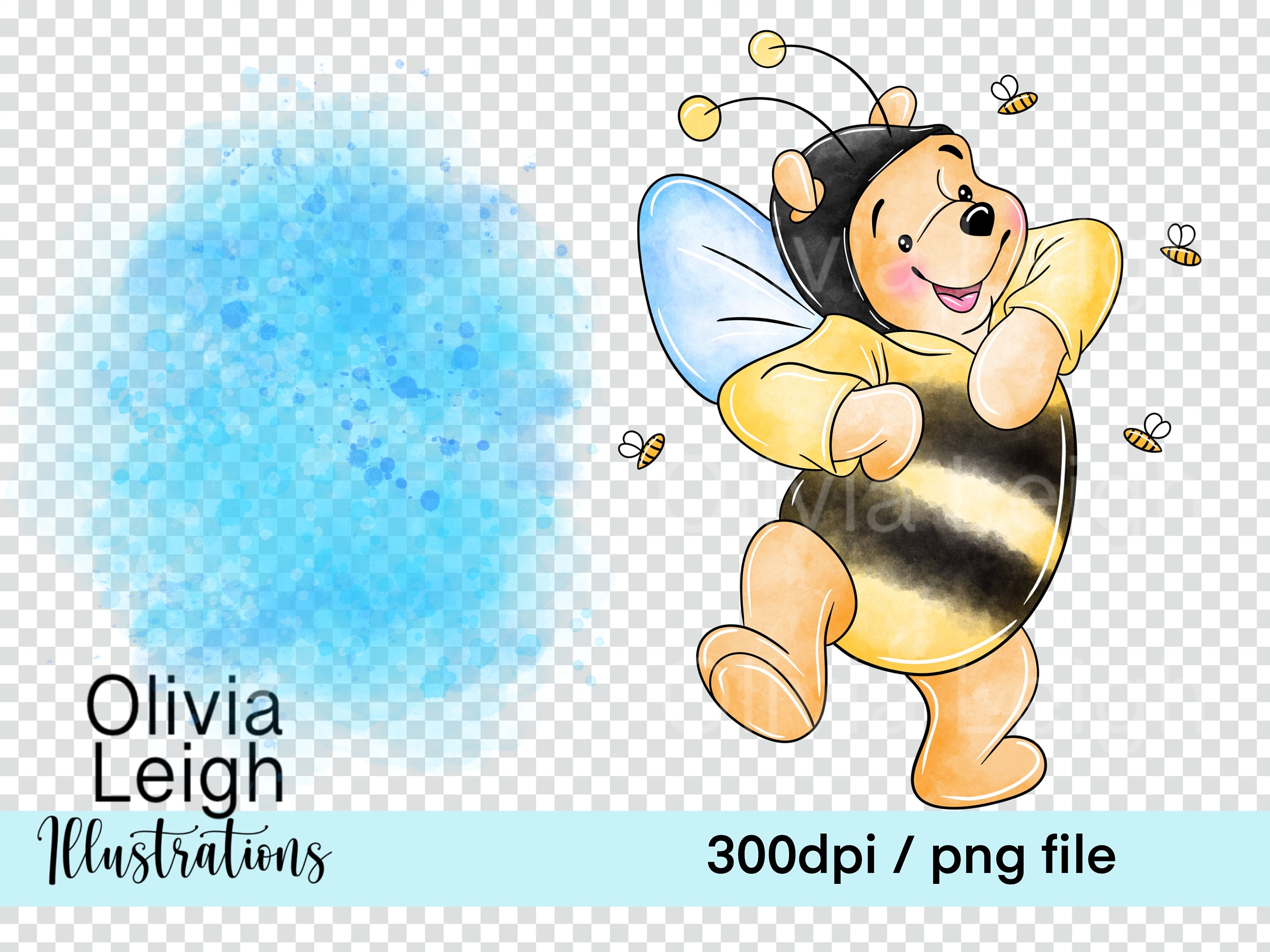 Winnie the Pooh Bee Cute Clipart PNG Files DIGITAL DOWNLOAD - Etsy