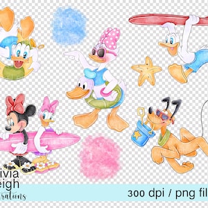 Minnie Mouse Beach Cute Clipart Set PNG Files DIGITAL DOWNLOAD Children ...