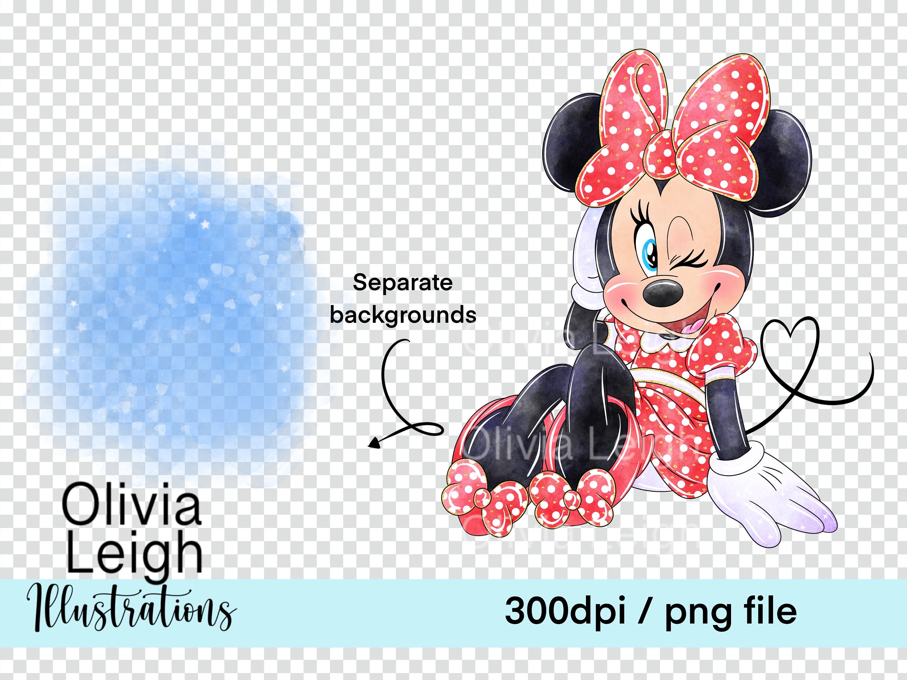 Minnie Mouse Cute Clipart PNG Files DIGITAL DOWNLOAD Children's Design ...