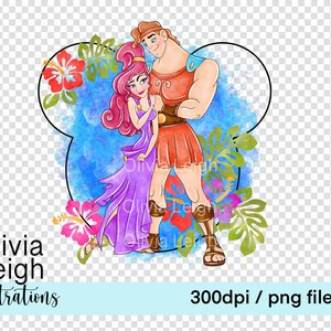 Hercules and Megara Cute Clipart Sublimation PNG Files DIGITAL DOWNLOAD ...
