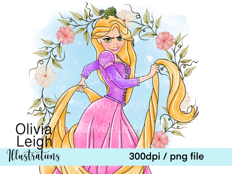 Set of Princess Rapunzel, Tangled, Cute Clipart PNG Files DIGITAL ...