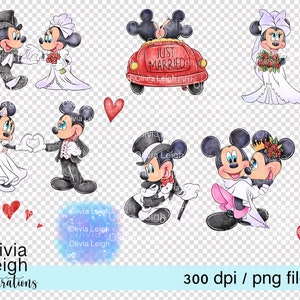 Set of Mickey and Minnie Mouse Wedding Clipart PNG Files DIGITAL ...