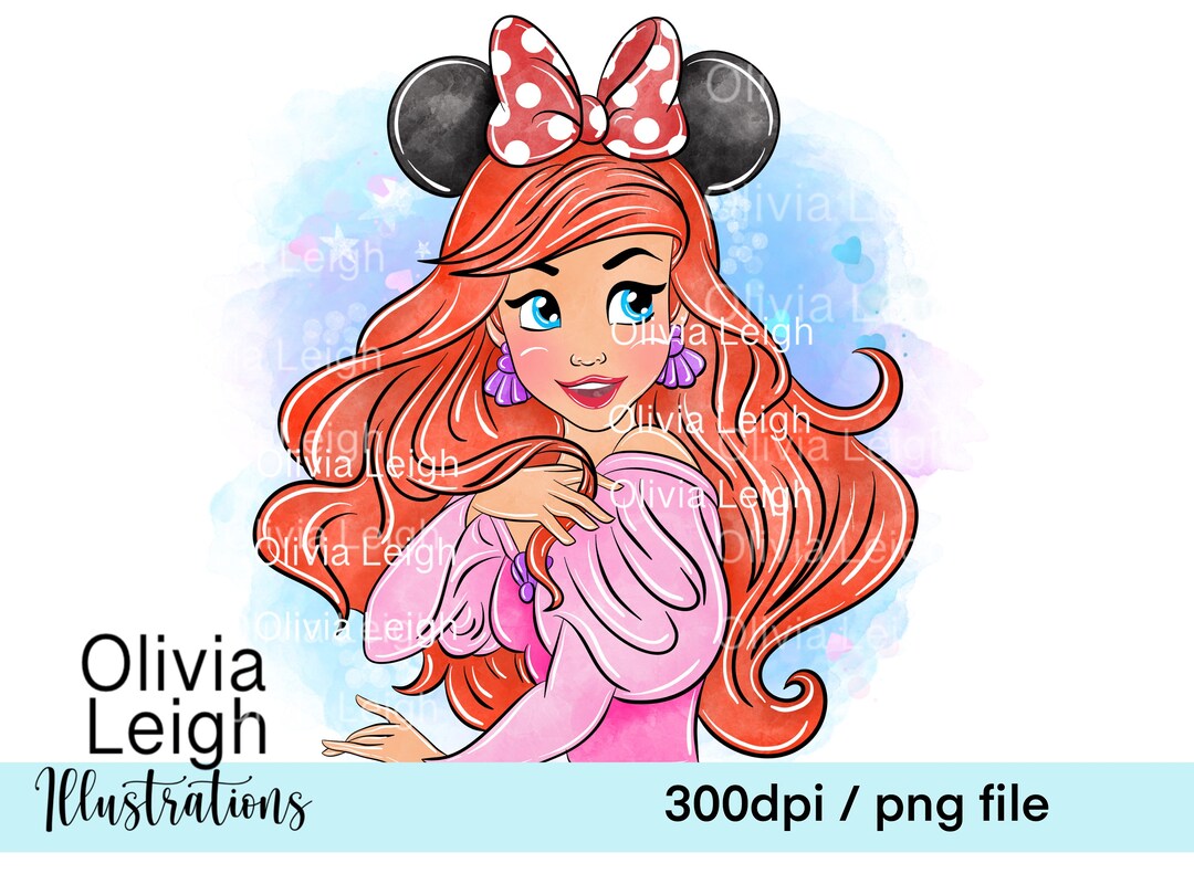 Cute Princess Ariel Clipart Sublimation PNG Files DIGITAL DOWNLOAD ...