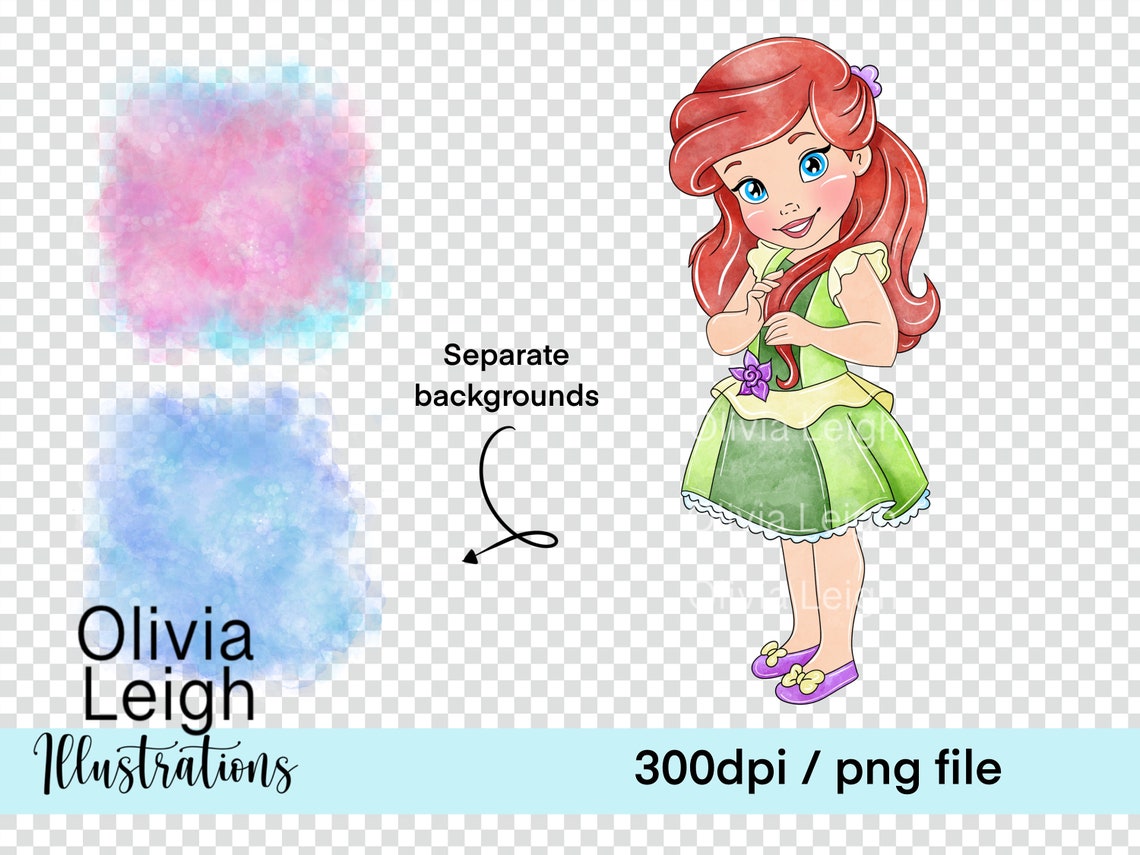 Baby Toddler Princess Ariel the Little Mermaid Cute Clipart PNG Files ...