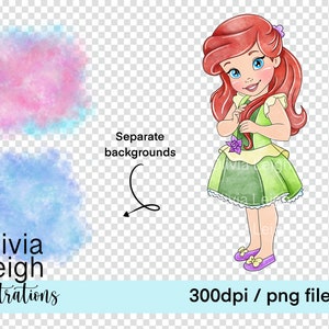 Baby Toddler Princess Ariel the Little Mermaid Cute Clipart PNG Files ...