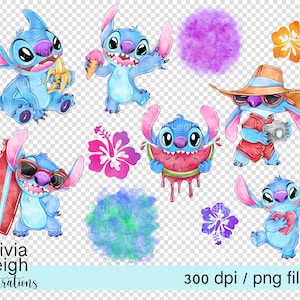 Set of Stitch Summer Clipart PNG Files DIGITAL DOWNLOAD Printable - Etsy