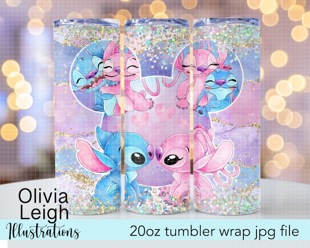 Stitch and Angel Valentines Sublimation Design Cup Wrap DIGITAL ...