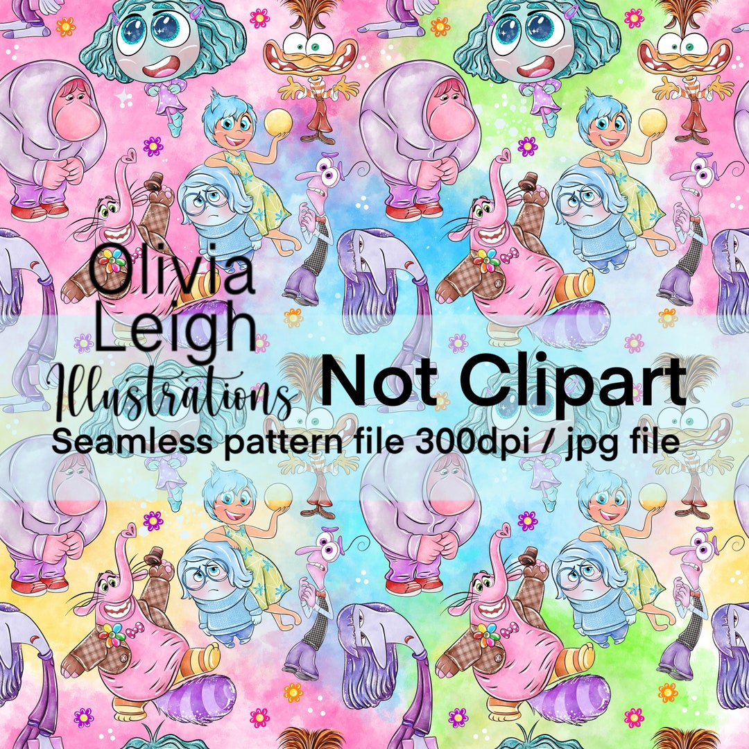 Cute Colourful Inside Out Emotions Seamless Repeat Pattern. Digital ...