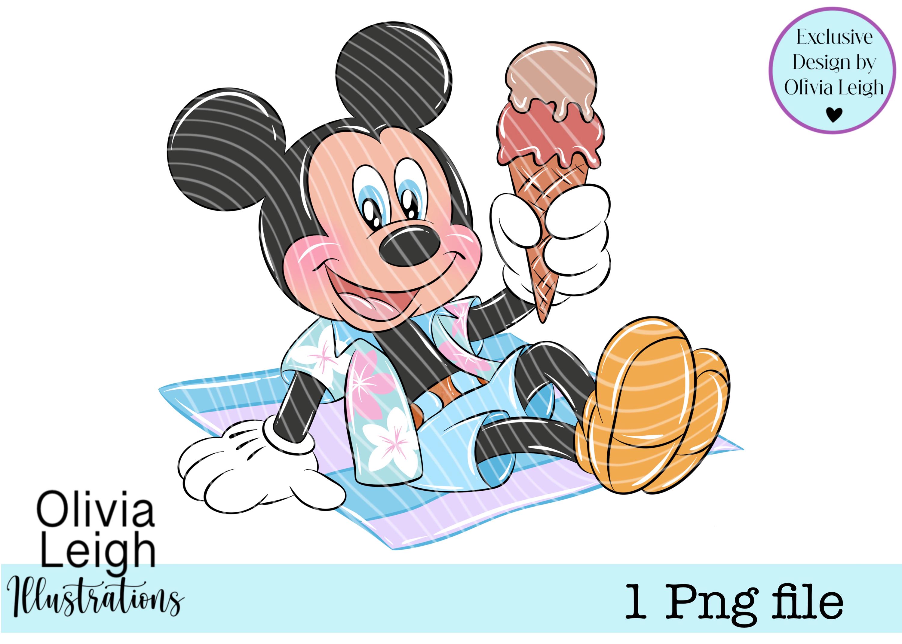 Mickey Summertime Beach, Pool PNG Files Hand Drawn DIGITAL DOWNLOAD ...