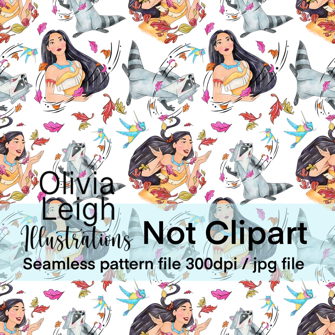 Pocahontas Seamless Pattern. Digital Paper. DIGITAL DOWNLOAD - Etsy