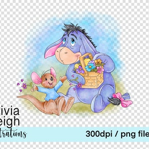 Winnie the Pooh Eeyore and Roo Cute Clipart PNG Files DIGITAL DOWNLOAD ...