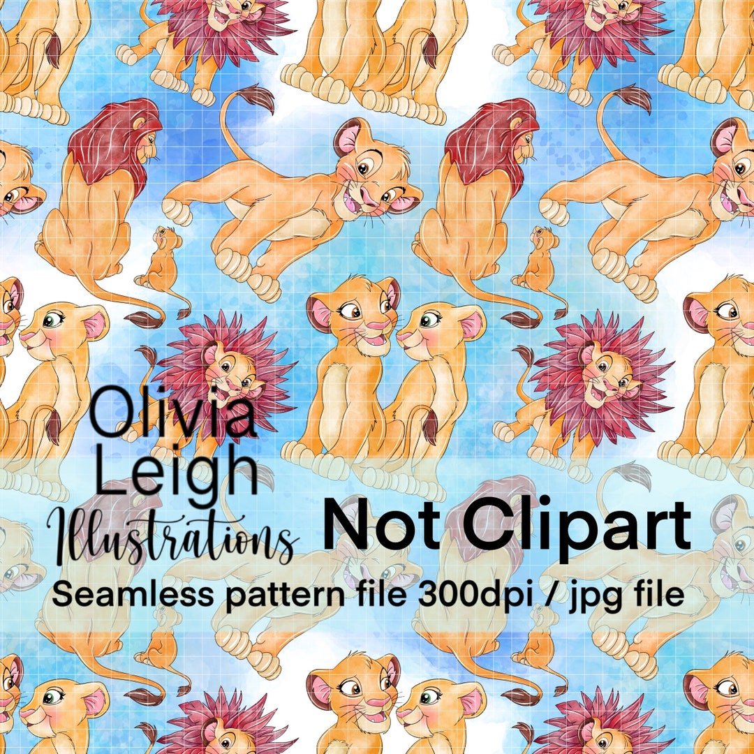 Cute the Lion King Seamless Pattern. Digital Paper. DIGITAL DOWNLOAD ...