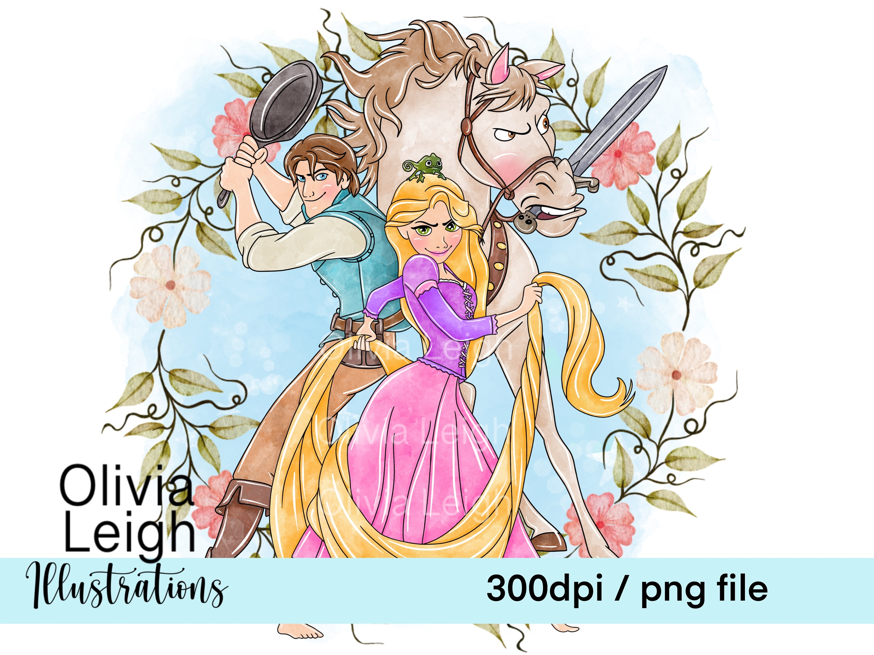Set of Princess Rapunzel Tangled Cute Clipart PNG Files - Etsy